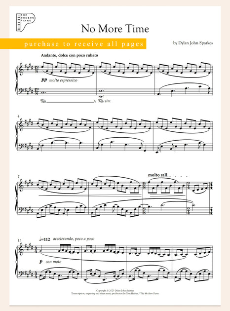 No More Time - Dylan John Sparkes - Piano Sheet Music – Grow Through ...